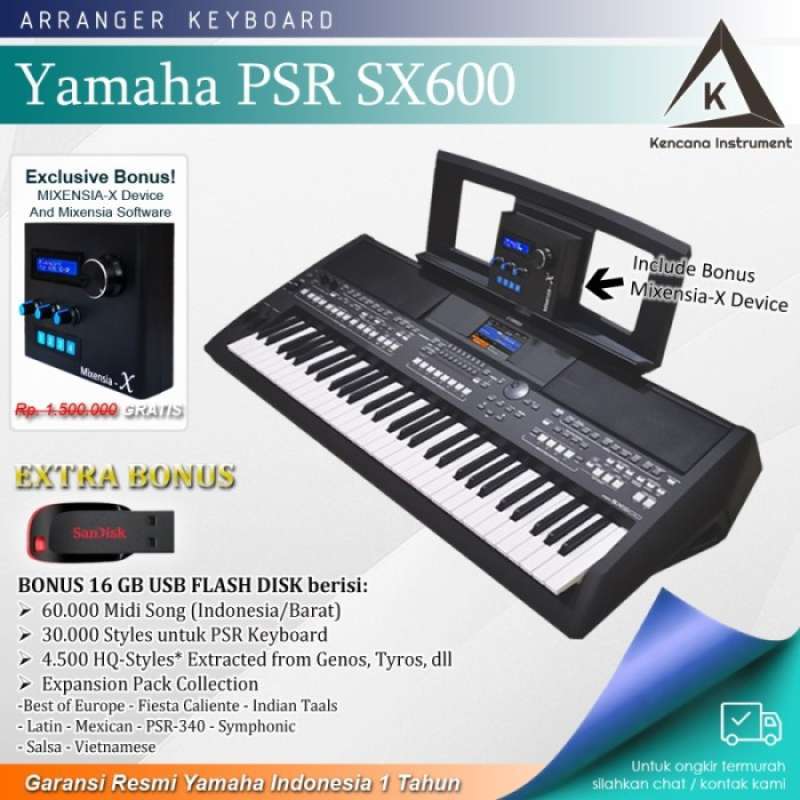 Promo Yamaha PSR SX600 Keyboard Bundle Hardware Mixensia-X / PSRSX600 ...