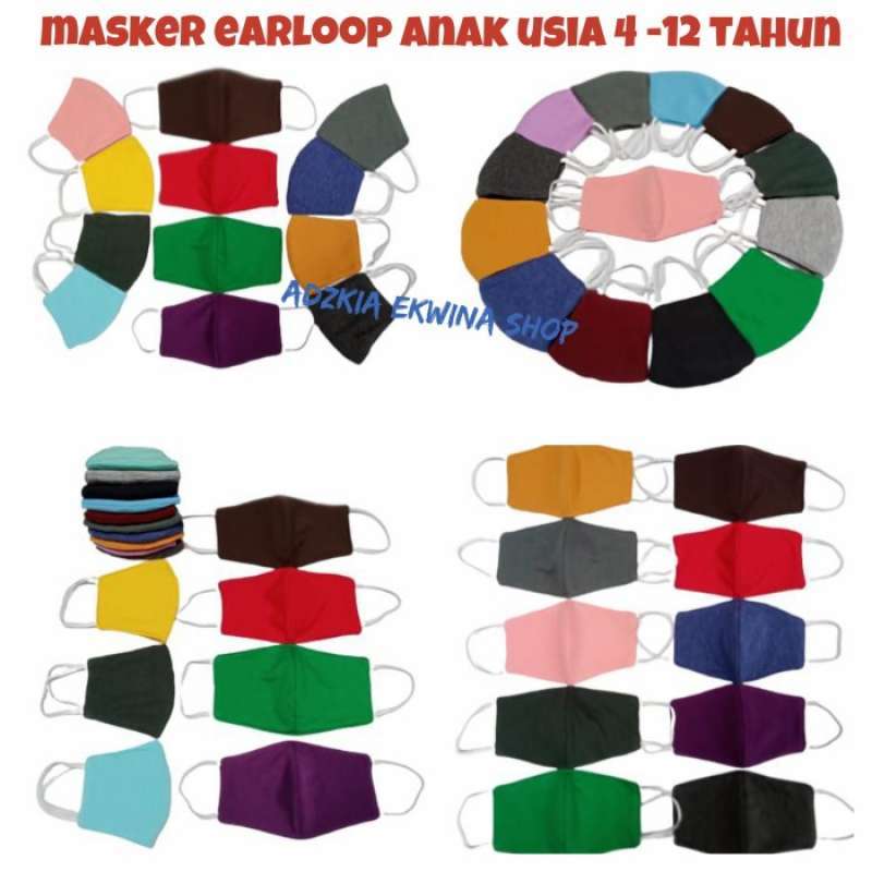 Promo Masker earloop anak 3 ply / masker anak multi warna Diskon 23% di ...