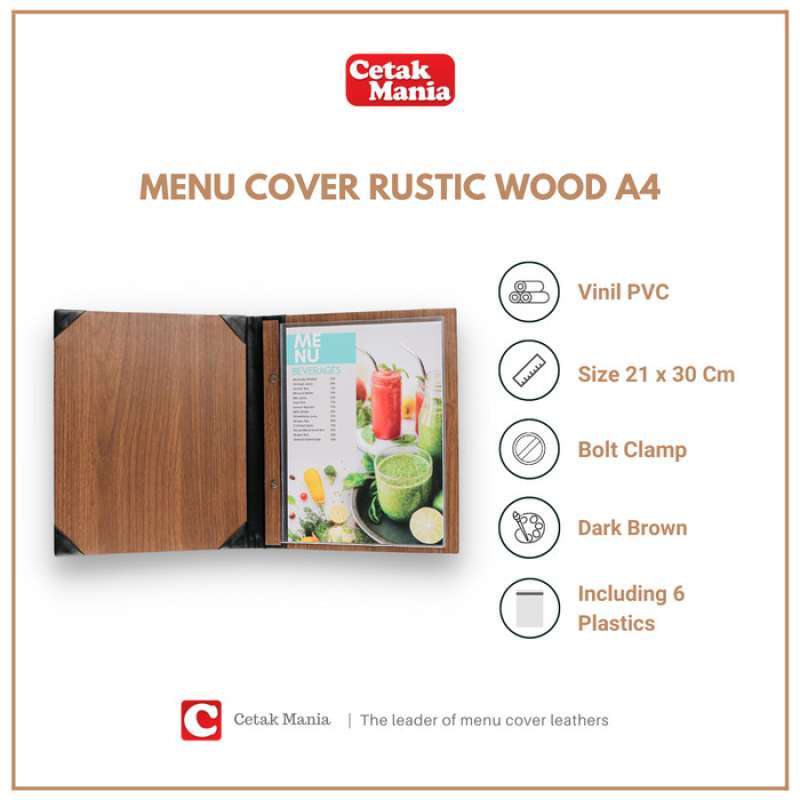 Promo Buku Menu Restoran Serat Kayu - Ukuran A4 - Warna coklat Tua ...