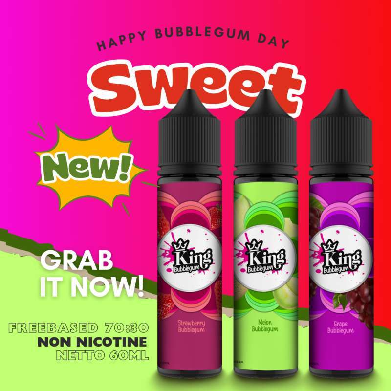 Promo Liquid Vape Vapor Freebase King Bubblegum 60ml Rasa Grape Diskon ...