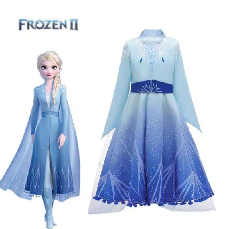 Promo Disney Dress Kostum Frozen 2 Elsa Gaun Beku Princess Cosplay ...