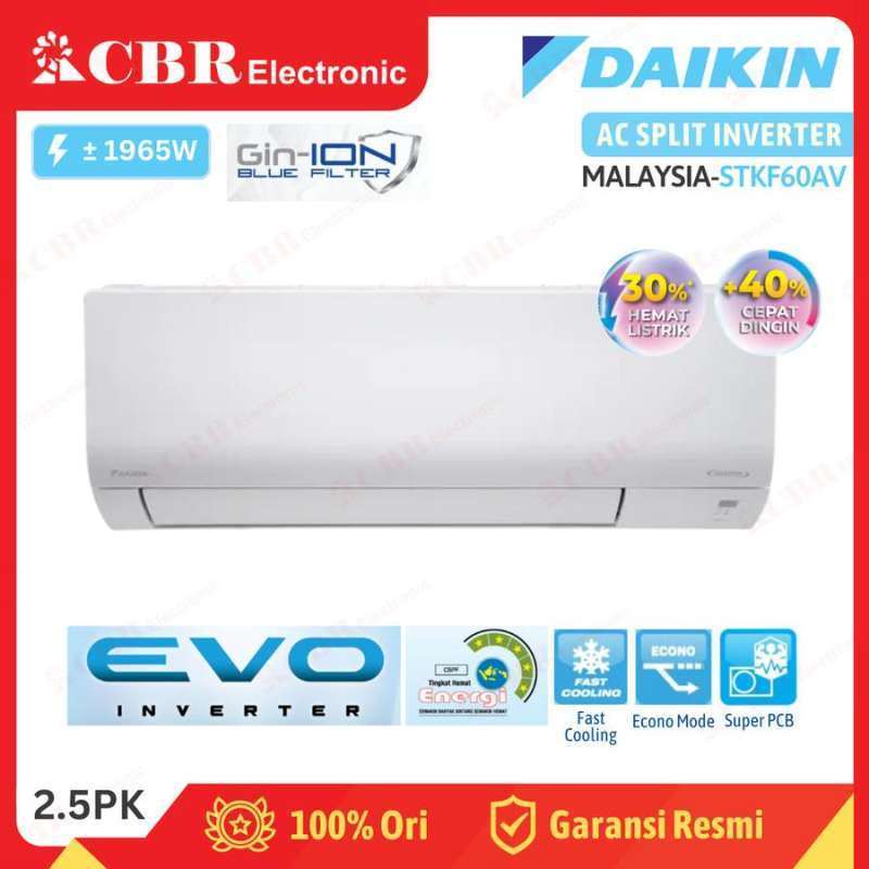 Jual AC DAIKIN EVO INVERTER 2.5PK STKF60AV /Gin-ION FILTER - MALAYSIA di Seller CBR ELECTRONIC ...