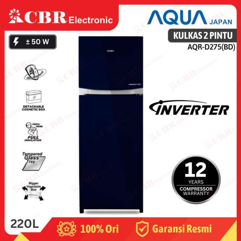 Jual Kulkas Aqua 2 Pintu 220l Aqr-d275(bd) / D275 Inverter - Blue Di Seller Cbr Nagoya Hill ...