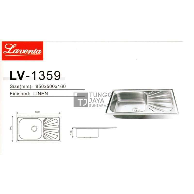 Promo Kitchen Sink Lavenia Lv1359 (850x500x160mm) / Bak Cuci Piring ...