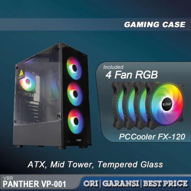 Jual Gaming Case Vbr Panther Vp-001 Atx | 3 Fan Rgb + Psu | Tempered ...