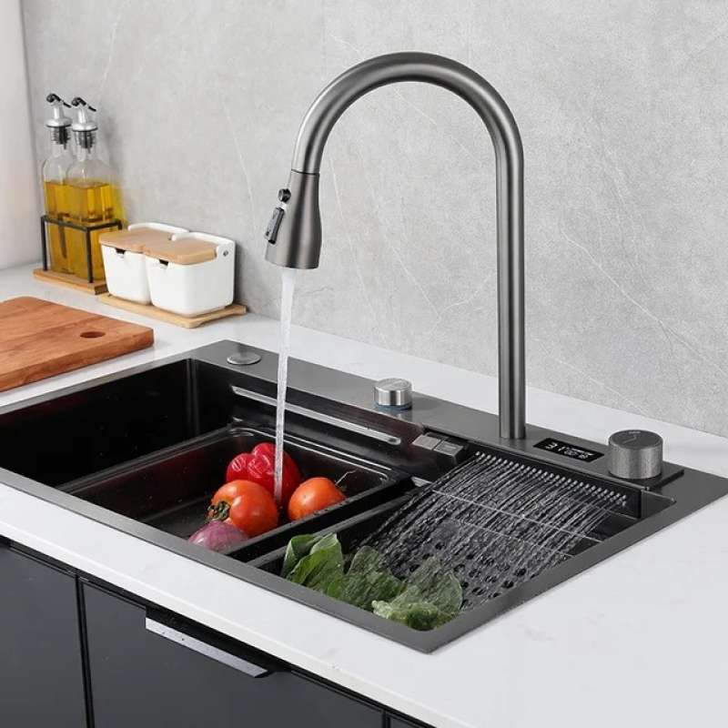 Promo Kitchen Sink Luxury 7546 Stainless Steel 304 Black 1 Lubang Besar ...