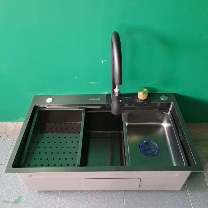 Promo Kitchen Sink Luxury 7546 Stainless Steel 304 Black 1 Lubang Besar ...