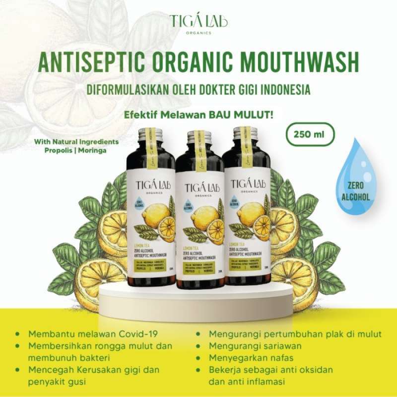 Promo Tiga Lab Organic Zero Alcohol Mouthwash / Obat Kumur - Lemon Tea ...