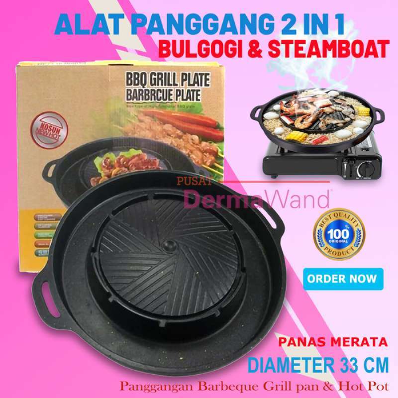 Promo BEST ALAT PANGGANG BULGOGI PAN 2 IN 1 GM Mookata grill pan hot ...