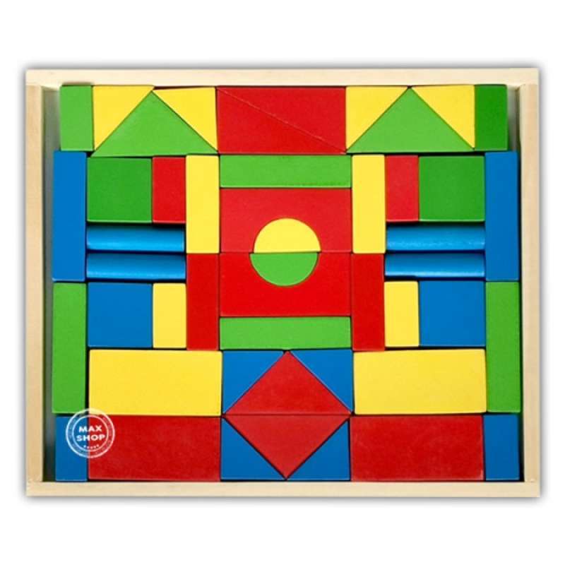 Promo Mainan Anak Balok Kayu - Wooden Block - Susun Rumah dan Bangunan ...