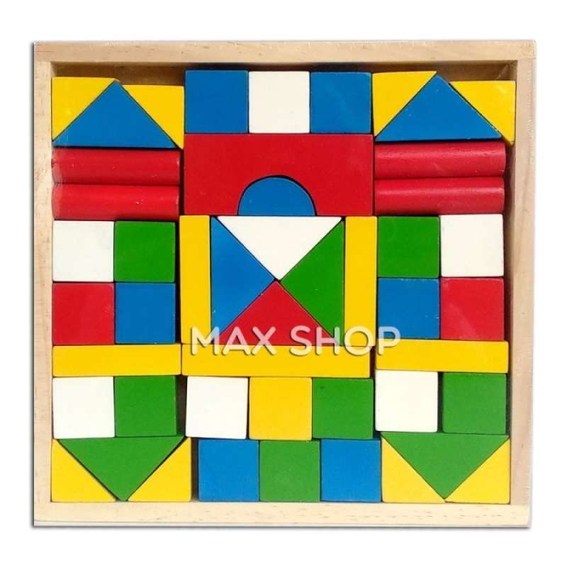 Promo Mainan Anak Balok Kayu - Wooden Block - Susun Rumah dan Bangunan ...