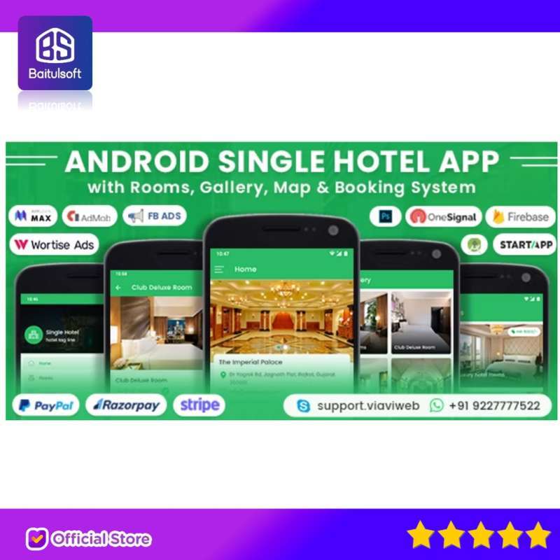Promo SOURCE CODE APLIKASI ANDROID SINGLE HOTEL APPLICATION WITH ROOMS, GALLERY, MAP & BOOKING ...