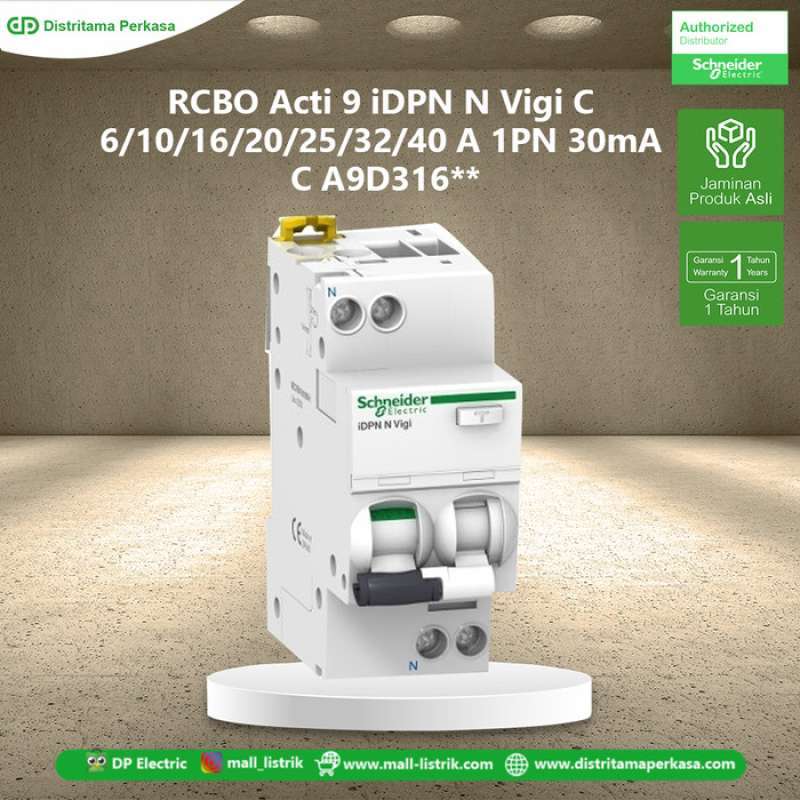 Promo Schneider RCBO Acti9 30mA 1P + N 6A-40A - A9D316** Diskon 20% di ...