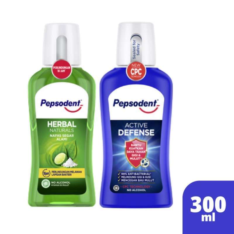 Promo Pepsodent Obat Kumur Mouthwash Herbal Natural + Active Defense ...