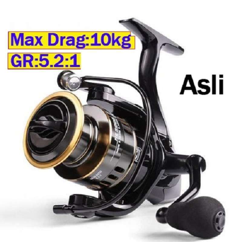 Promo reel pancing asli besi fishing reel 10kg drag 5.2:1 Kincir Logam ...