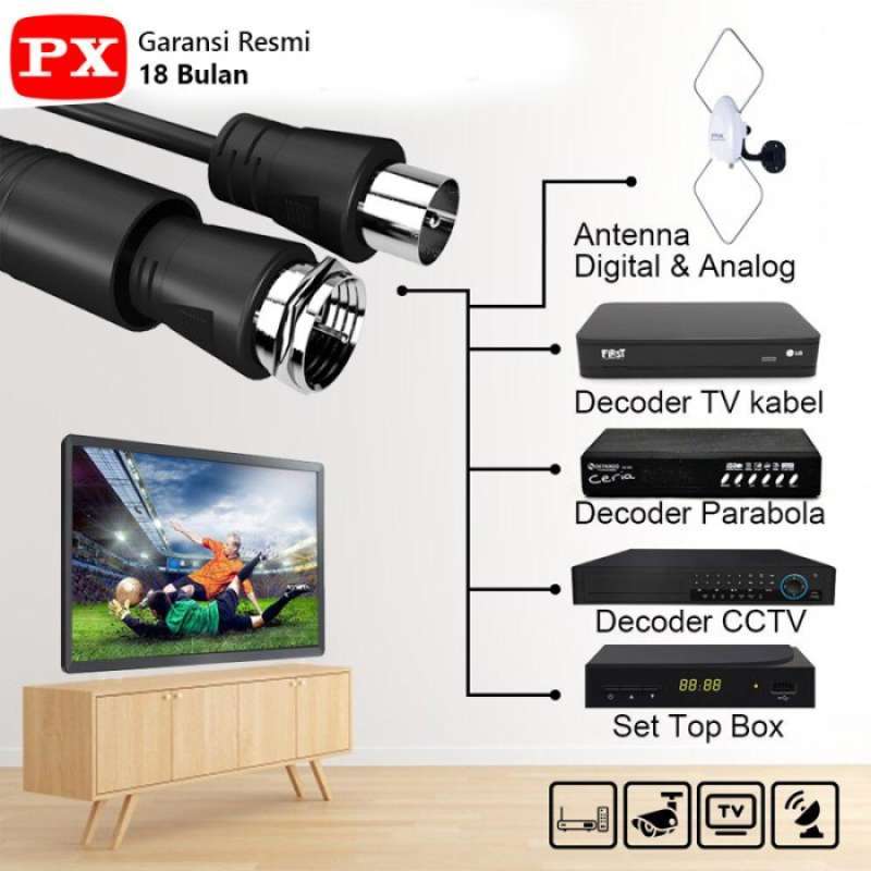 Jual PX Kabel Antenna TV Parabola CCTV Coaxial 12 Meter di Seller ...