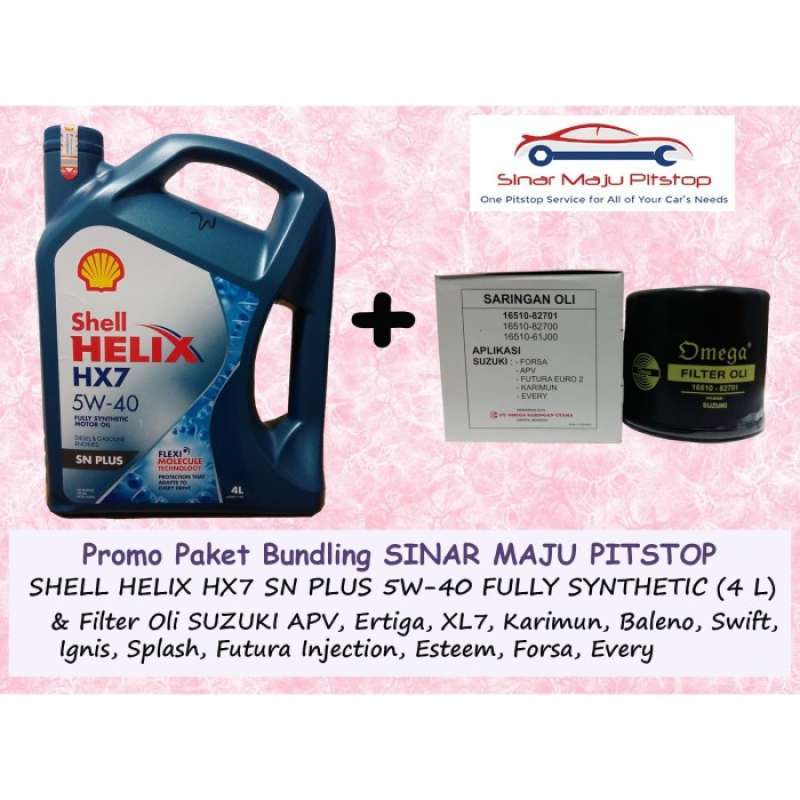 Promo Paket Oli Mobil SHELL HELIX HX7 SEGEL ORI & Filter Oli SUZUKI ...