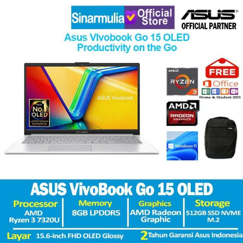 Promo Asus Vivobook Go 15 Oled E1504fa Ryzen 3 7320u 512gb Ssd 8gb Oled ...
