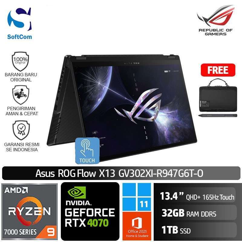 Jual Asus Rog Flow X13 Gv302xi R947g6t Convertible Laptop Gaming [ryzen 9 7940hs/32gb/1tb Ssd ...