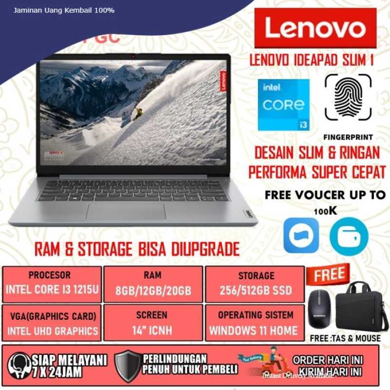 Promo LAPTOP LENOVO IDEAPAD SLIM 1 I3 1215U 8GB 512GB SSD FP WIN 11 ...