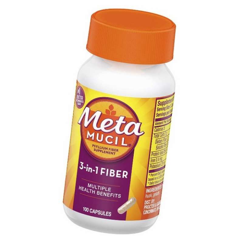 Promo Metamucil Psyllium 3 in 1 Fiber Multiple Meta Mucil 100 Capsules ...