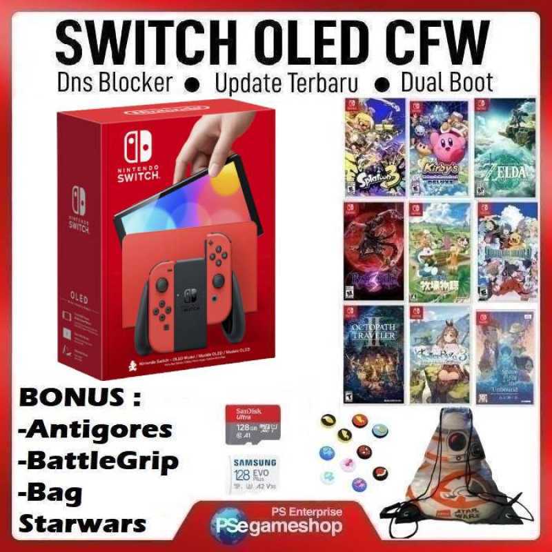 Promo Nintendo Switch Console Oled Model Mario Red Cfw Full Game Diskon