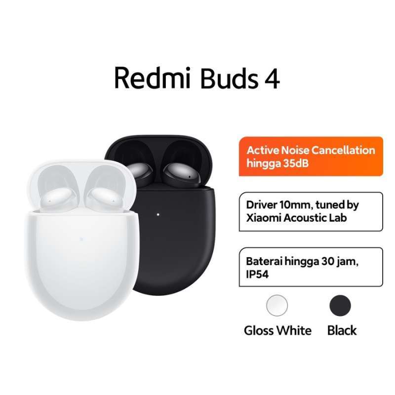 Promo Xiaomi Redmi Buds 4 Anc 35db Driver 10mm Ip54 Hingga 30 Jam ...