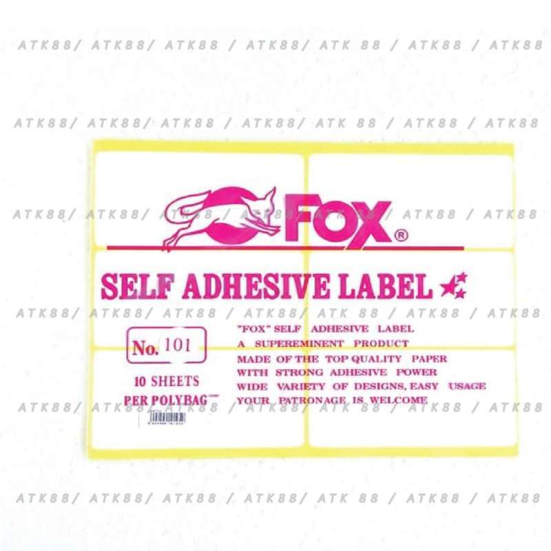 Jual Kertas / Label Stiker Fox No. 101 uk. 50 x 100 mm (Persegi Panjang ...