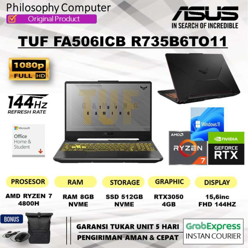 Promo ASUS TUF FA506IC R735B6TO11 RYZEN 7 4800 8GB 512SSD RTX3050 4GB ...