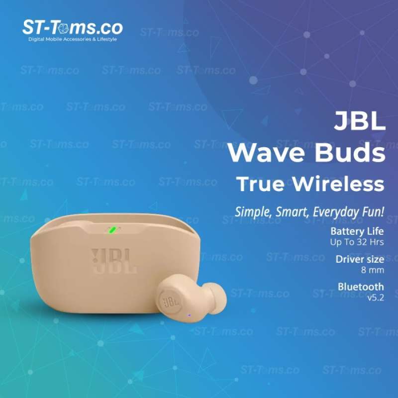 Jual Jbl Wave Buds True Wireless Tws 32 Hours Battery Customized Eq Di ...