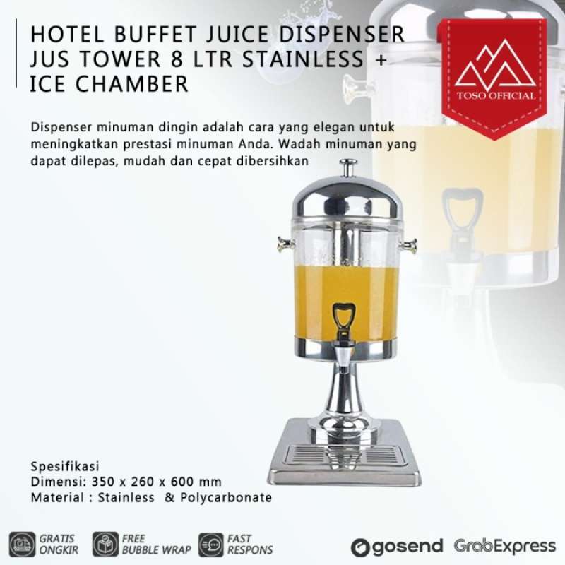 Promo Hotel Buffet Juice Dispenser Jus Tower 8 Ltr Stainless + Ice ...