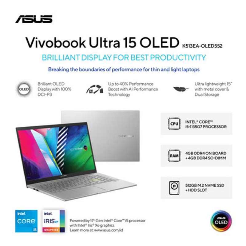 Promo Asus Laptop Notebook Vivobook K513ea-oled552 Intel Core I5-1135g7 ...