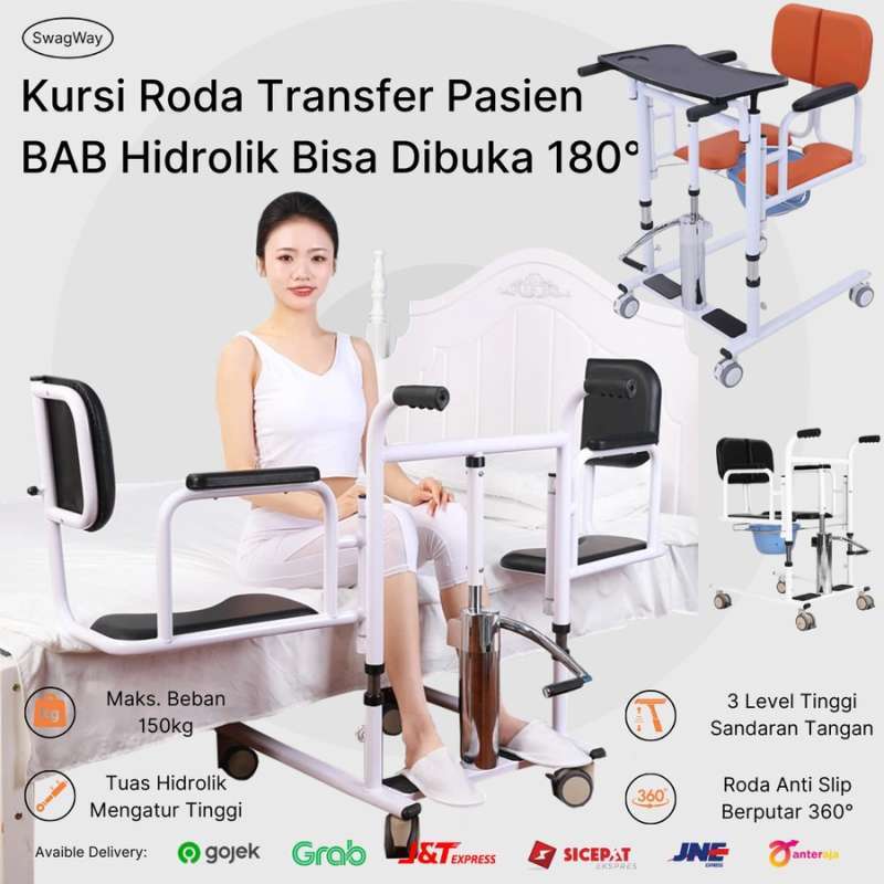 Jual Kursi Roda Transfer Pasien BAB Lift Hidrolik Otomatis Commode ...