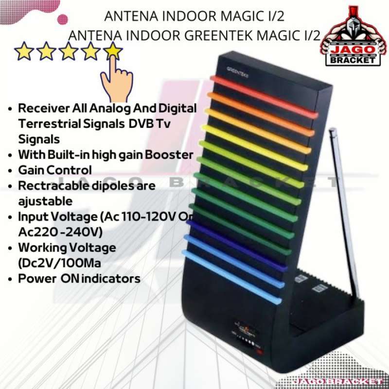 Promo antena tv indor digital greentek Magic-2 with Amplifier Diskon 23 ...