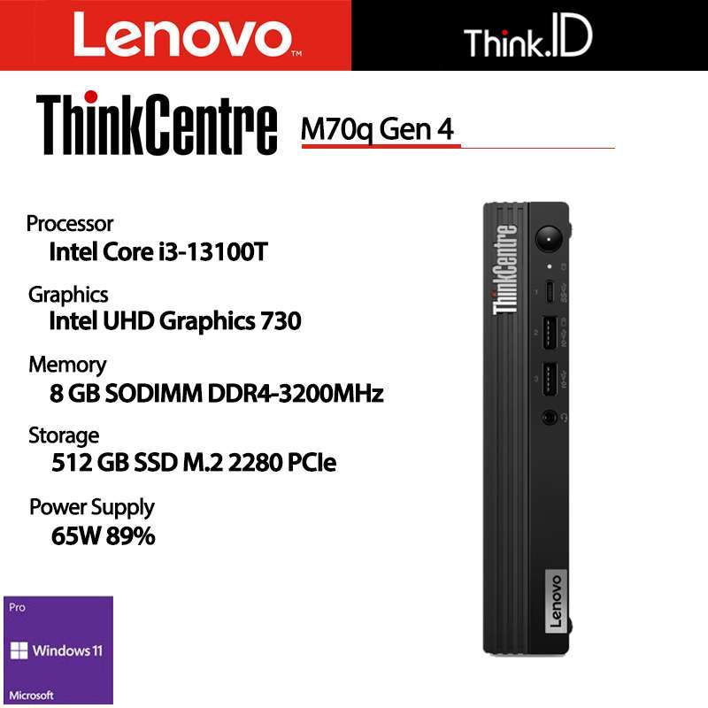 Jual Lenovo ThinkCentre M70q G4 i3-13100T 8GB 512GB NVMe Windows11 Pro ...