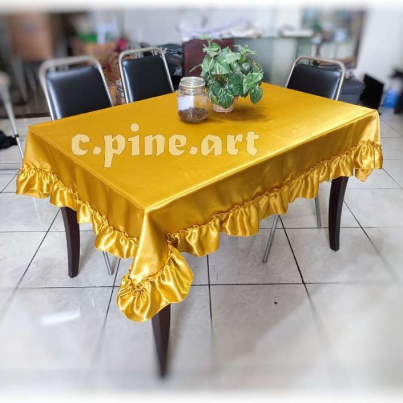 Promo Taplak meja makan kotak 4 kursi bahan kain satin polos Diskon 23% ...