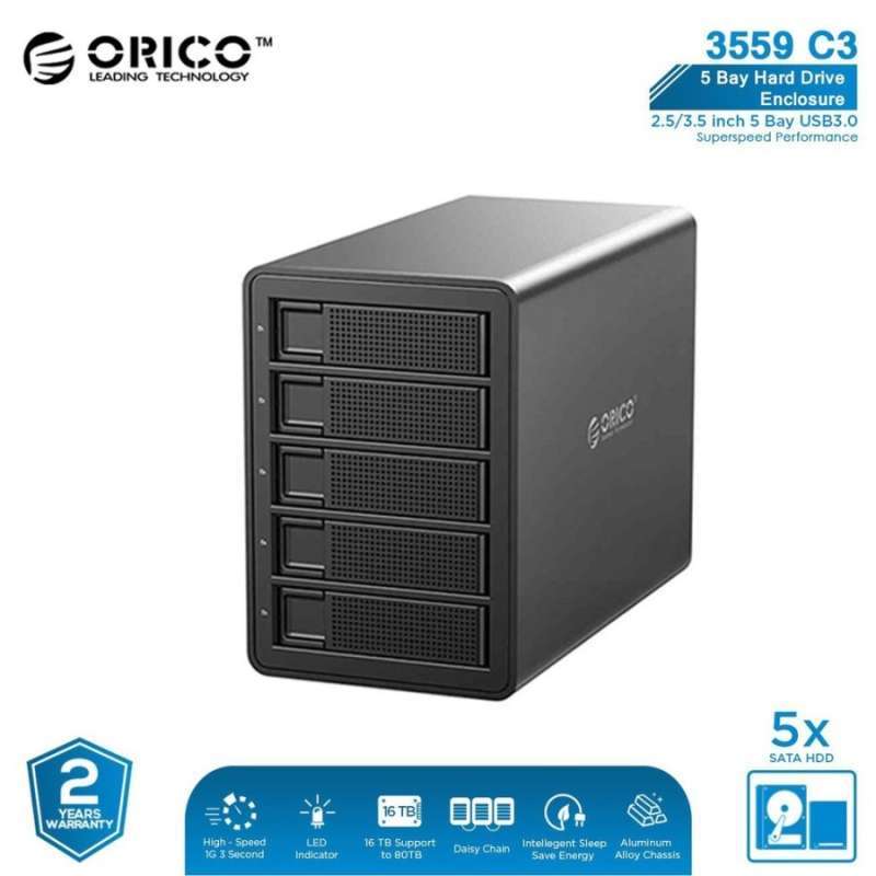 Promo ORICO 3559C3 5-Bay USB3.1 Type C External Hard Drive Enclosure ...