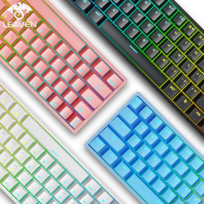 Promo Leaven K620 Keyboard Mechanical Tkl Rgb Murah Type-c Wired Blue ...