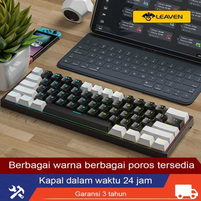 Promo Leaven K620 Keyboard Mechanical Tkl Rgb Murah Type-c Wired Blue ...