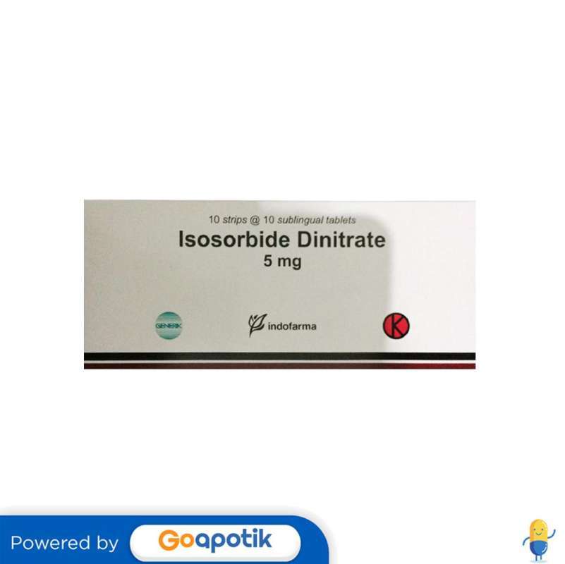 Jual ISOSORBIDE DINITRATE INDOFARMA 5 MG BOX 100 TABLET di Seller ...