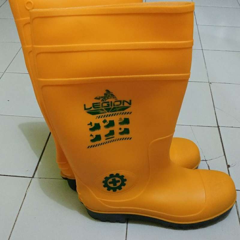 Promo Sepatu Boot Rubber Safety LEGION Karet Ujung BESI Steel Toe ...
