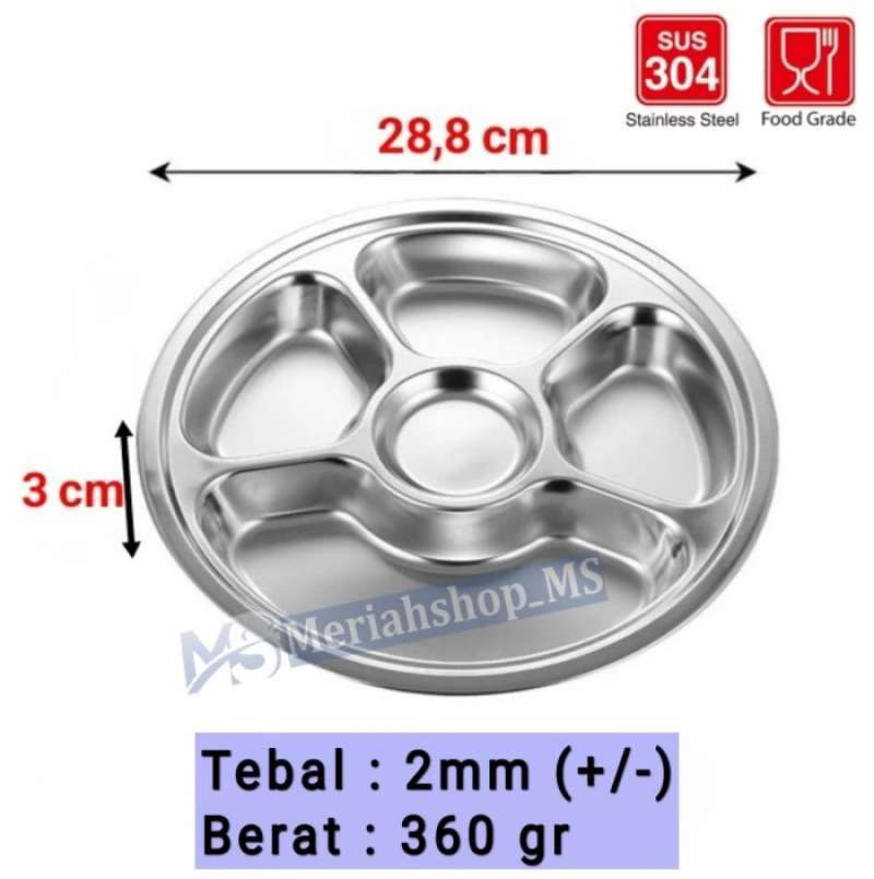 Jual (SUS-304 TEBAL 2mm) Piring Makan 5 Sekat Ompreng STENLES Plato ...