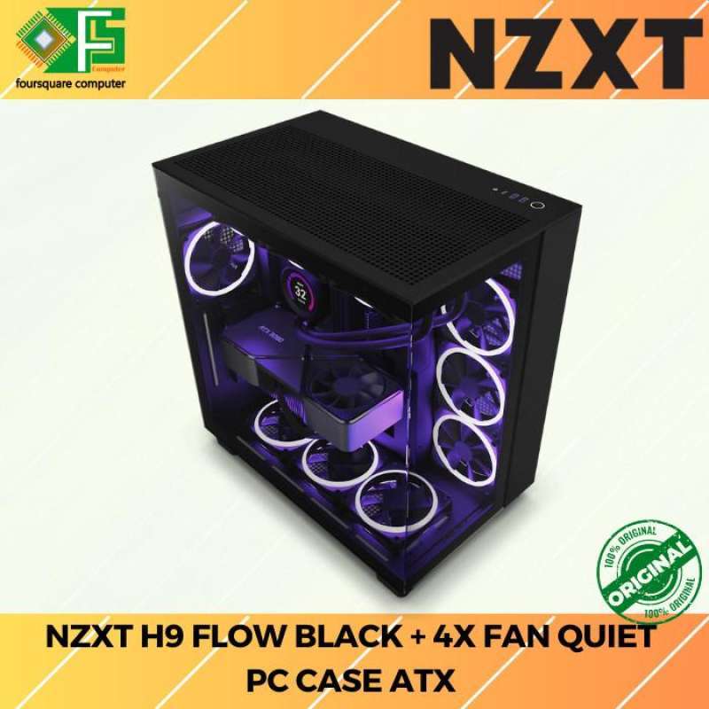 Jual Casing PC ATX NZXT H9 Flow Black + 4x Quiet Airflow Fan | PC Case ...