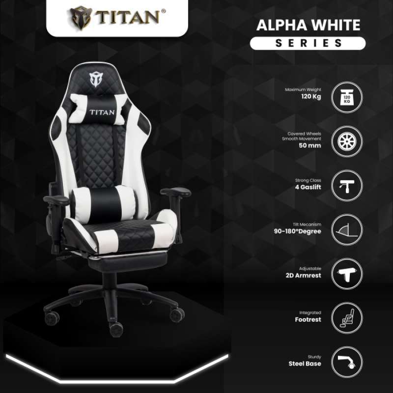 Promo Promo Titan Alpha Premium Quality Gaming Chair White Footrest ...