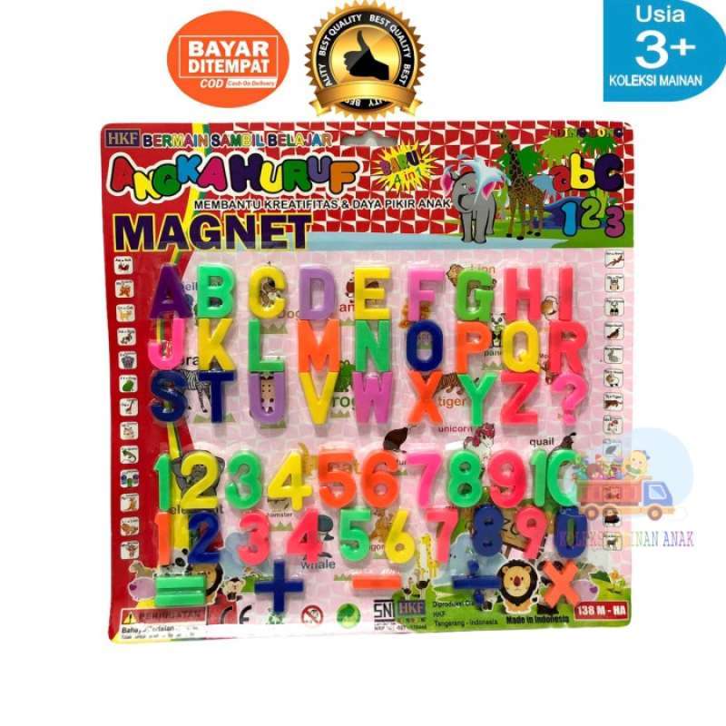 Jual mainan edukasi anak huruf dan angka abjad alphabet abc magnet di ...