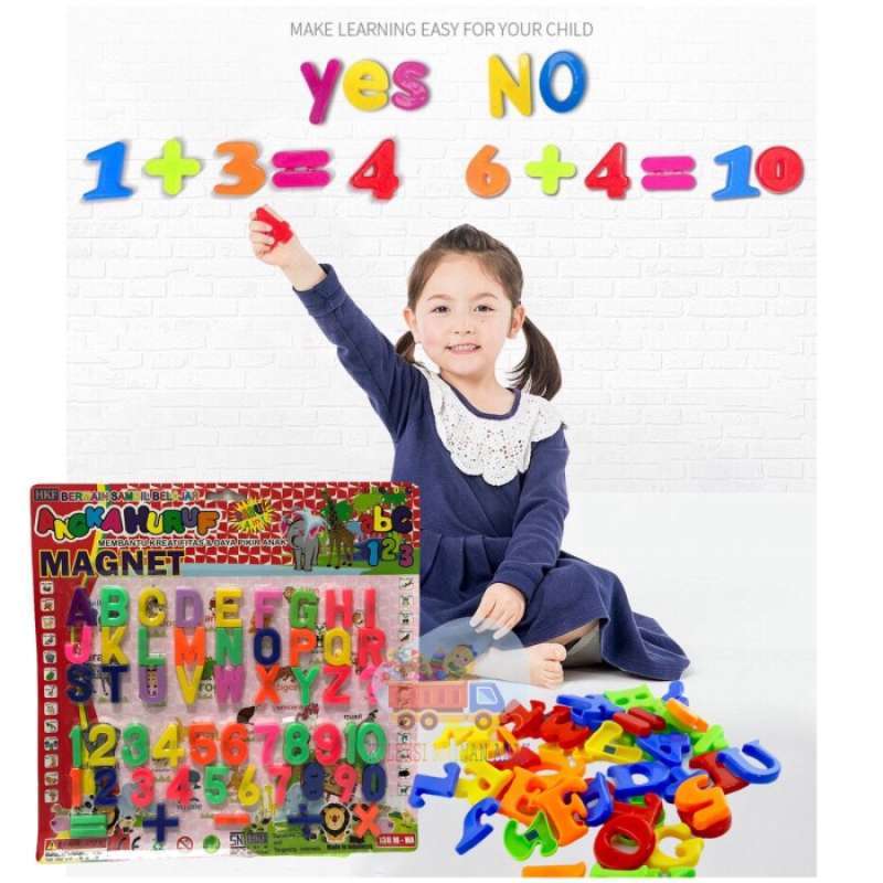 Jual mainan edukasi anak huruf dan angka abjad alphabet abc magnet di ...