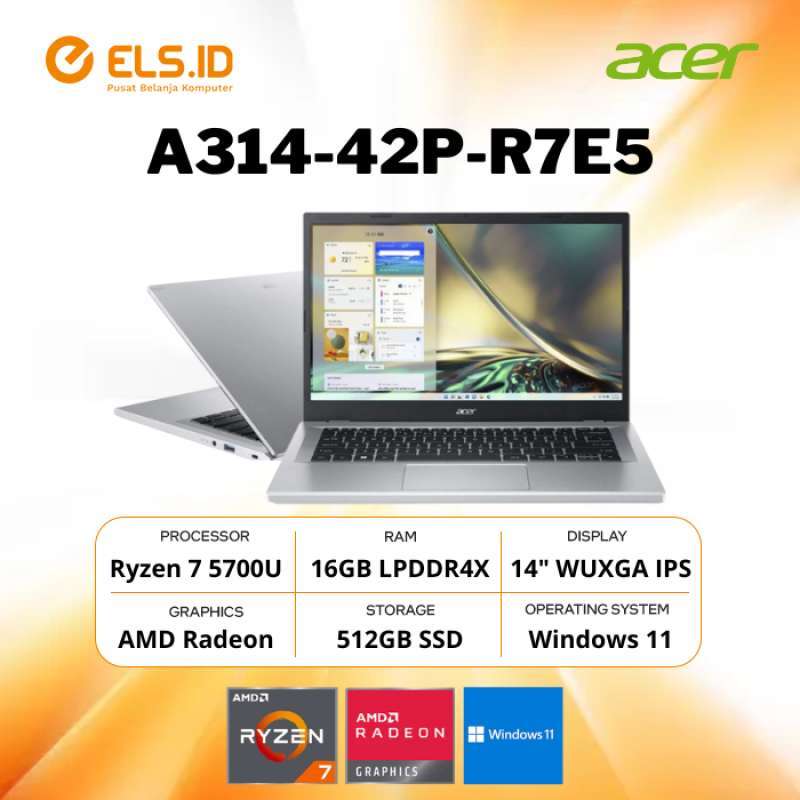 Promo Acer Aspire 3 A314-42P Ryzen 7 5700U 16GB SSD 512GB 14 WUXGA W11 ...