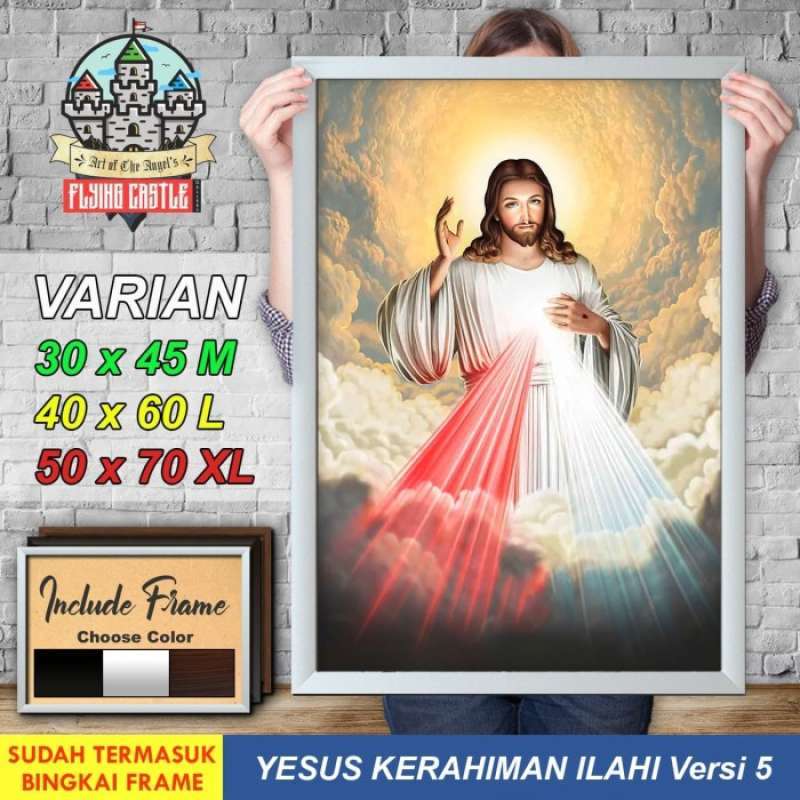 Promo Gambar Poster Lukisan Yesus Kerahiman Ilahi Koronka + Bingkai Frame V5 Diskon 35% Di ...
