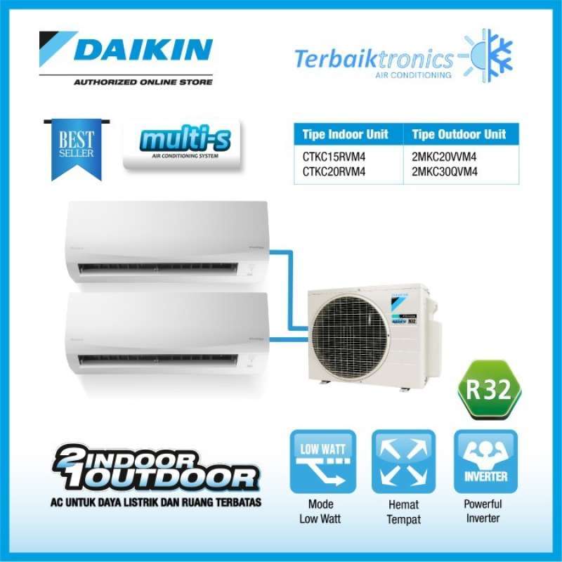 Jual Ac Daikin Multi-s Multi Split 1/2 Pk + 1/2pk 2mkc30rvm (15 + 15 ...