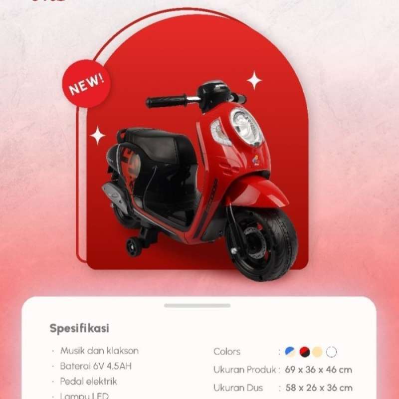 Promo Sepeda Motor Aki Anak Pmb Type R M-888 Ban Karet Aki Baterai ...